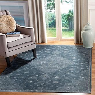 Safavieh Traditionell Teppich für Wohnzimmer, Esszimmer, Schlafzimmer - Vintage Collection, Kurzer Flor, Silber und Elfenbein, 122 X 183 cm