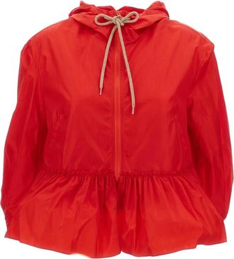 Simone Rocha Femme, Vestes, Rouge, Taille: 36 FR Taffeta Hooded Jacket