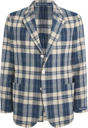 Ralph Lauren Ralph Lauren Checked Single-Breasted Cotton Blazer Size L