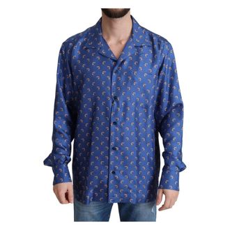 Dolce & Gabbana Stranddruck Seiden Freizeithemd - - Shirts - Herren - Blau - L