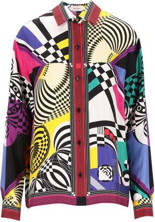 Versace Bedruckte Seiden-Twill-Bluse - - Blouses & Shirts - Damen - Mehrfarbig - XS