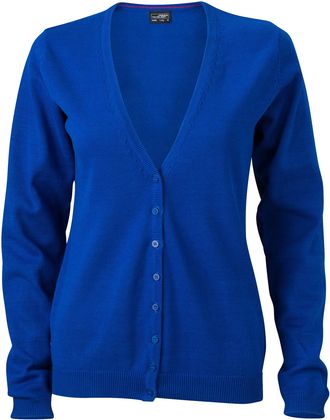James & Nicholson Damen V-Neck Cardigan Strickjacke, Blau (Royal), 42 (Herstellergröße: XXL)