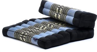 Leewadee faltbarer Meditationssitz Yoga Sitzkissen platzsparendes universelles Meditationsset &ouml;kologisches Naturprodukt, Kapok, 50 x 70 cm, Blau