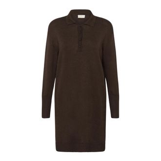 Kaffe Braunes Polo Strickkleid - - Dresses - Damen - Braun - M