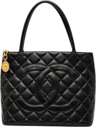 Chanel Sac fourre-tout matelass&eacute; en cuir caviar Pre-owned - Femme - Pre-owned - Noir - Taille: ONE Size