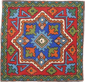 Guru Shop Kelim Kissenh&uuml;lle Kaschmir, Bestickter Kissenbezug, Dekokissen aus Wolle - Muster 27, 40x40x1 cm