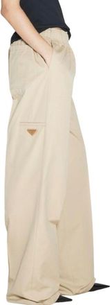 Prada Beige Cotton Wide Leg Pants Size S