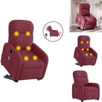 vidaXL Elektrischer Massagesessel mit Aufstehhilfe Weinrot Stoff - Massagesessel Mit Aufstehhilfe - Massagesessel - Relaxsessel - Sessel