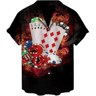Keephen TangoDS Poker Impression 3D Chemise &agrave; Boutons Chemise Hawaiienne Femmes Hommes Cool Taille Large &Eacute;t&eacute; Manches Courtes Chemise