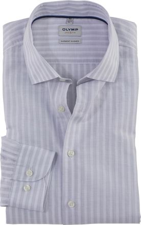 Olymp Herren Oberhemd Langarm Level Five,Block Streifen,Body fit,Kent-Kragen,Silbergrau 63,39