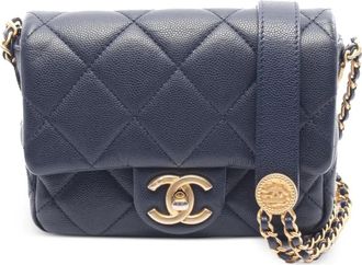 Chanel 2021-2025 Mini Caviar Twist Your Buttons Flap crossbody bag - Bleu