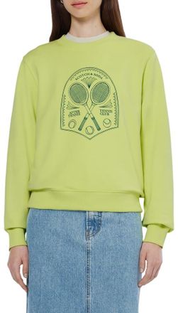 Scotch & Soda Womens Chest Artwork Regular Sweatshirt, Tennis Ball Yellow, L