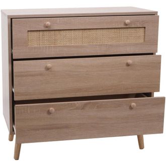 Mendler Commode &agrave; tiroirs HWC-M39, Armoire Sideboard Highboard, Kubu rotin bois m&eacute;lamin&eacute;, 78x80x39cm aspect ch&ecirc;ne