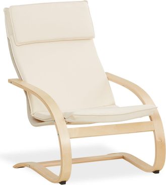 Homestyle4u 2404, Relaxsessel Schwingstuhl mit Armlehne Schwingsessel Wohnzimmer Relax Stuhl Bezug Beige Creme