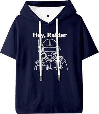 Generic ARC Raiders Hi T-shirts à capuche unisexe à manches courtes Vêtements décontractés, bleu marine, XXL