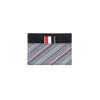Thom Browne Leder Kartenhalter mit Tricolor-Detail - - Accessories - Herren - Grau - ONE SIZE