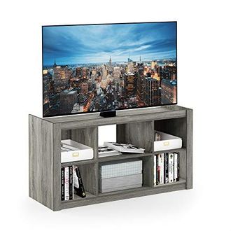 Furinno Fowler Étagères Multifonctionnelles pour Meuble TV, Chêne Français Gris, One Size