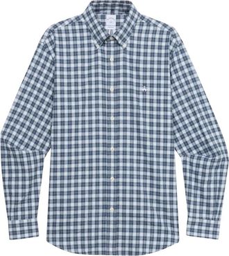Brooks Brothers Chemise Coupe R&eacute;guli&egrave;re &agrave; Col Boutonn&eacute; - Homme - Chemises - Bleu - Taille: 2XL