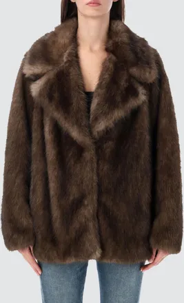 Stand Studio Kurze Webpelzjacke im Shearling-Stil von mit &uuml;berschnittenen Schultern
