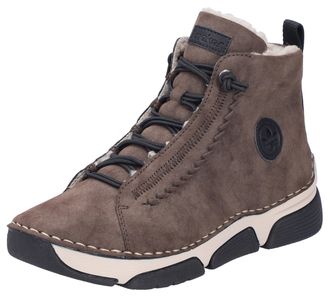 Rieker Winterboots RIEKER, Damen, Gr. 38, braun (braun, schwarz), Lederimitat, Schuhe Winterboots, Winterstiefelette, Outdoorboots, Warmfutter, mit Innenrei&szlig;