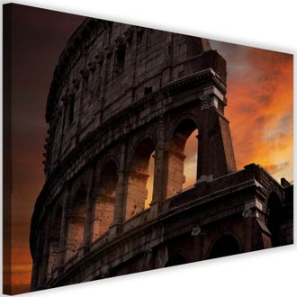 Feeby Leinwandbild XXL Colosseum Wandbild Kunst Rom Stadt Architektur Braun 120x80 cm