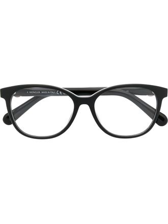 Moncler Brille mit Logo-Schild - Schwarz