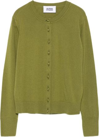 Alpha Studio cardigan boutonné à col rond - Vert