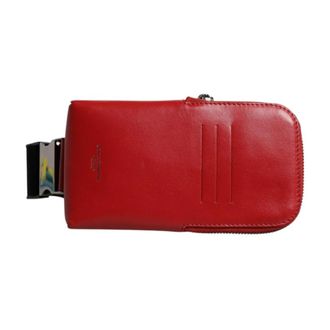 Dolce & Gabbana Rote Bauchtasche mit Logo aus Kalbsleder und Rei&szlig;verschluss - - Bags - Herren - Rot - ONE SIZE