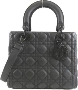Dior Pre-owned Lady Dior Ultra Matte Calfskin Bag - Femme - Pre-owned - Noir - Taille: ONE Size