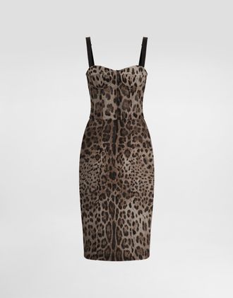 Dolce & Gabbana Bustierkleid Aus T&uuml;ll Mit Leoprint - Frau Kleider Animalprint 38