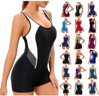 Generic Femme Maillot de Bain Une Pi&egrave;ce Sport Amincissant Natation Maillot de Bain Shorty 1 Pieces pour Plage Piscine Surf Maillot de Bain Femme 1 Pieces Vent