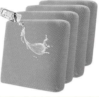 Shanna Stretch Sofa Sitzkissenbezüge rutschfest Sofabezug: 4 Stück Outdoor-Kissenbezüge Hoch Elastisch Weiche Sofabezüge Akzent Patio-Kissen für Gartenmöbel 