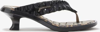 Ganni Sandales entre-doigts Melissa &agrave; talon kitten imprim&eacute; l&eacute;opard - Taille 39 Noir - Pour Femme