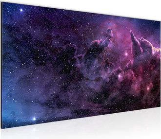 Runa Art Wandbild Galaxie Sterne 1 Teilig 100 x 40 cm Modern Bild auf Vlies Leinwand Galaxy Wohnzimmer Schlafzimmer Lila Violett 612412a