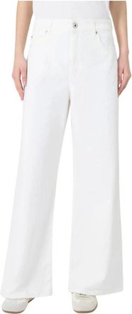 Max Mara Femme, Jeans, Blanc, Taille: 40 FR Pantalon Large en Drill de Coton