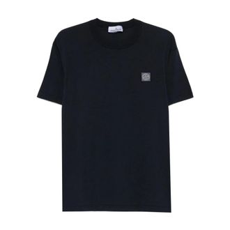 Stone Island Homme, Tops, Noir, Taille: 3XL T-shirt avec &eacute;cusson logo