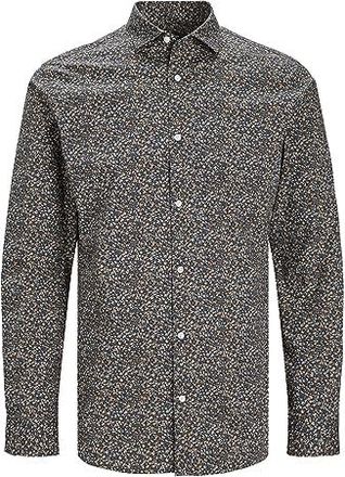 Jack & Jones Jprblablackpool Stretch Shirt Ls Aw23 Sn Polo, Emperador/Coupe : Coupe ajust&eacute;e, L Hommes
