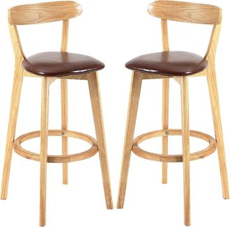 Generic Barhocker mit R&uuml;cken- und Fu&szlig;st&uuml;tze, gepolsterte Barhocker f&uuml;r K&uuml;che und Esszimmer, hohe Barhocker mit Holzrahmen, bis 136 kg belastbar, einfache Mont