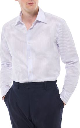 Fursac Chemise &agrave; rayures en popeline de coton - Taille 37 - Homme