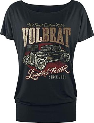 Volbeat Louder and Faster Femme T-Shirt Manches Courtes Noir XL 95% Viscose, 5% Élasthanne Large
