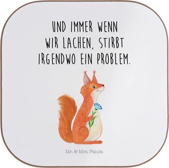 Mr. & Mrs. Panda weinuntersetzer Eichh&ouml;rnchen Blume - Geschenk, Coaster, Lachen, gl&auml;seruntersetzer, Untersetzer Tasse, Gl&auml;ser, Motivation Bilder, Lustige Spr&uuml;che, Tisc