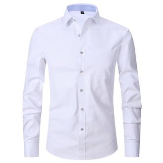 Generic Chemise &agrave; manches longues pour homme - Classique - Moderne - Coupe facile - Avec col Kent - En coton m&eacute;lang&eacute; - Pour la vie quotidienne, le bureau, les