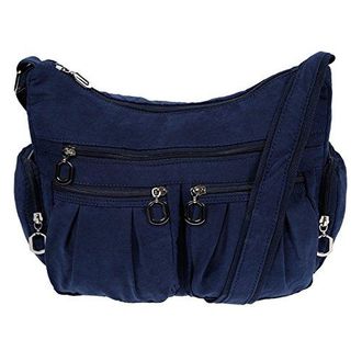 Christian Wippermann Sac &agrave; main pour femme - Sac en bandouli&egrave;re en toile, bleu, 31x24x11 cm