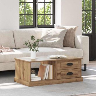 vidaXL vidaXL Table basse Ch&ecirc;ne artisanal 90 x 50 x 35 cm Bois ding&eacute;nierie
