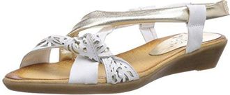 Andrea Conti Femme 0357403288 Sandales Ouvertes à Talon compensé, Multicolore Blanc Or 288, 38 EU