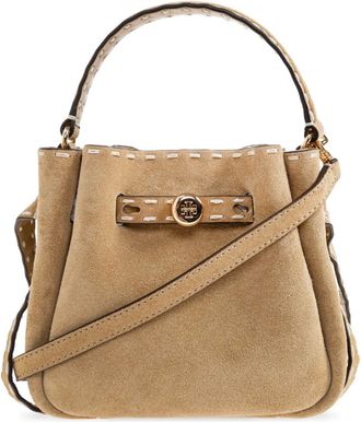 Tory Burch Femme, Sacs, Beige, Taille: ONE Size Romy Suede Pick Stitch Bucket Bag