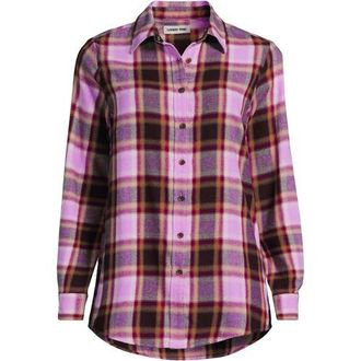 Lands End Boyfriend-Bluse aus Flanell, Damen, Gr&ouml;&szlig;e:44-46 regular, Pink, Baumwolle, by Lands End