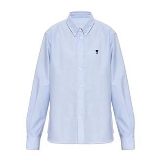 Ami Baumwollhemd mit gesticktem Logo - - Blouses & Shirts - Damen - Blau - S