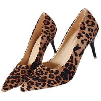 Yardwe Escarpins L&eacute;opard pour Femmes &agrave; Talons Hauts de Taille 37 Chaussures &agrave; Talons Simples en Cuir Imprim&eacute; L&eacute;opard &Eacute;l&eacute;gantes pour F&ecirc;tes Mariages et Occasio