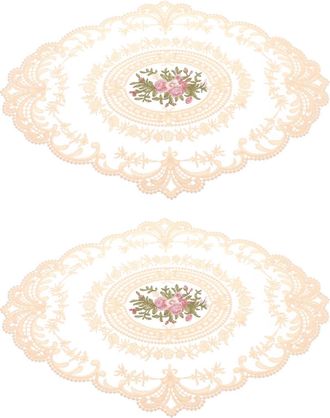 SOLUSTRE 2 St&uuml;ck Tischsets aus Milchseidenem Spitzenstoff 30X43cm Dekorative Tischsets mit Spitzenstickerei In Beige Festliche Tischdekoration f&uuml;r Hochzeit und